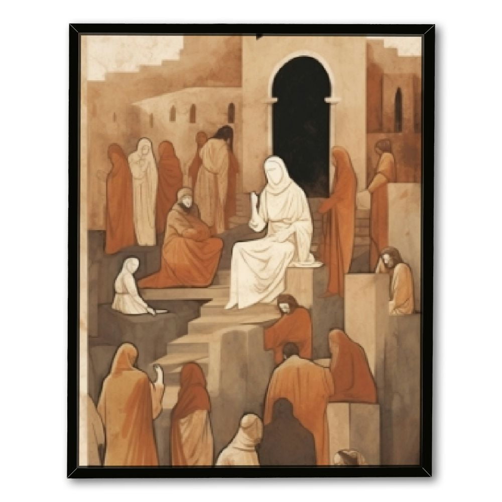 C04-GENYS Framed Jesus Woman Healed Poster Scripture Fringe of Jesus ...