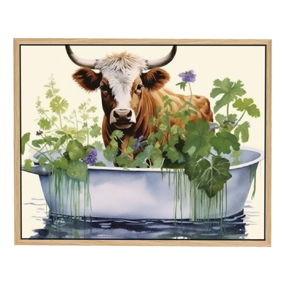 C04-GENYS Highland Cow Bathroom Wall Art Longhorn Cow Bathtub Wall ...