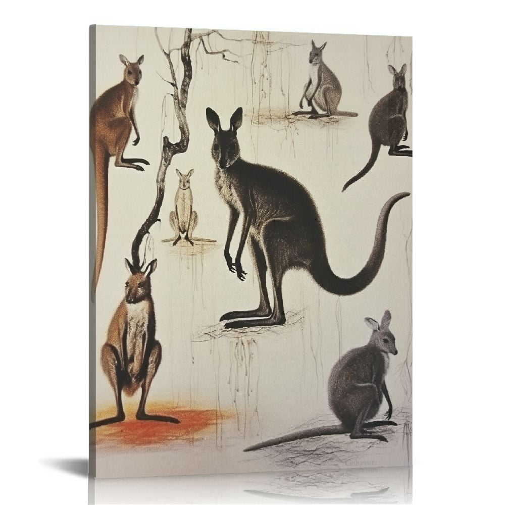 C04-GENYS Kangaroo and Wallaby Scroll Magnetic Poster Premium Wall ...