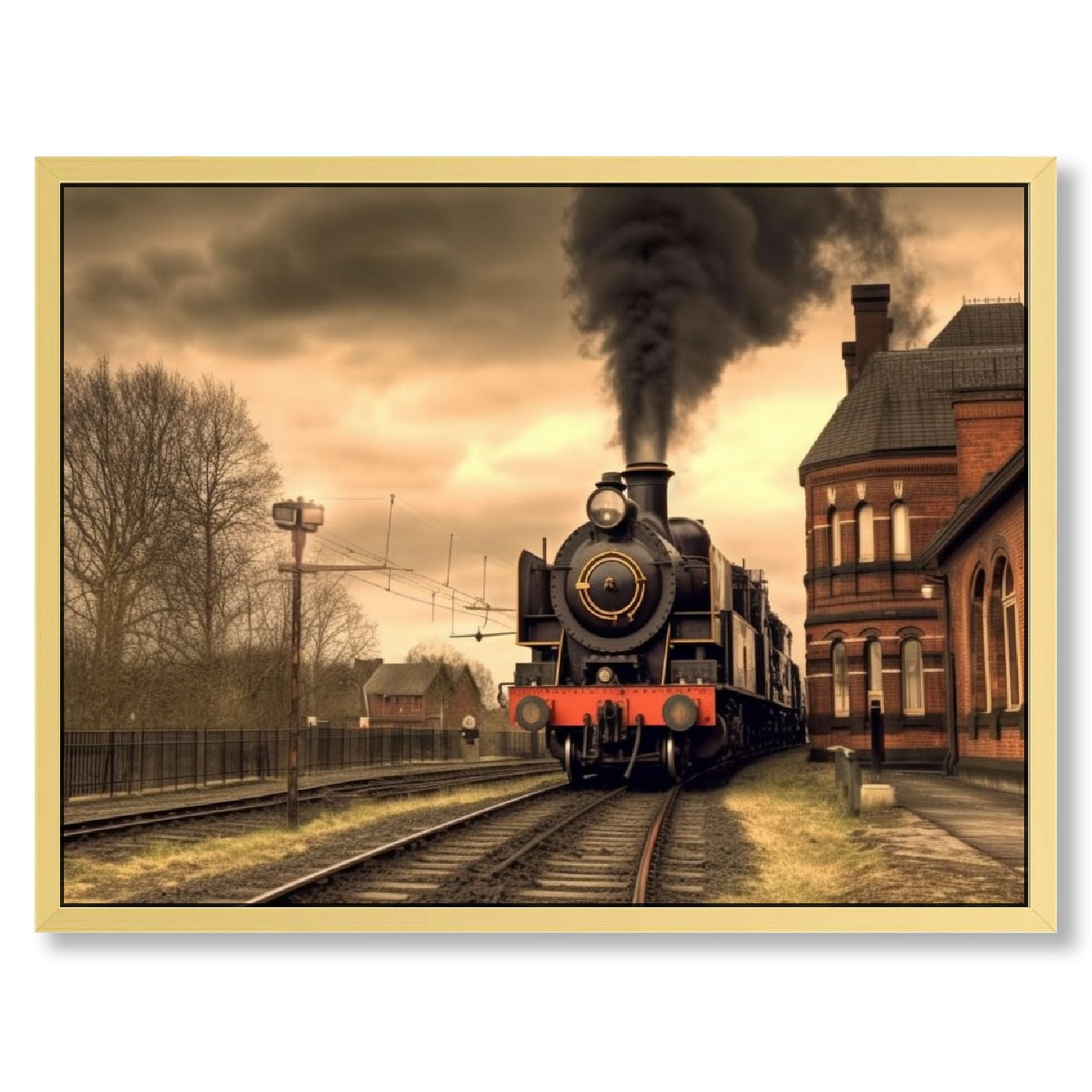 C04-GENYS Old Retro Steam Train Locomotive Engine Art Print Framed ...