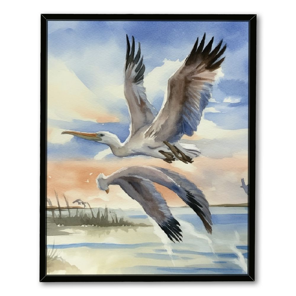 C04-GENYS Pelicans Aloft Bird Flight Trio Framed Wall Art, Design by ...