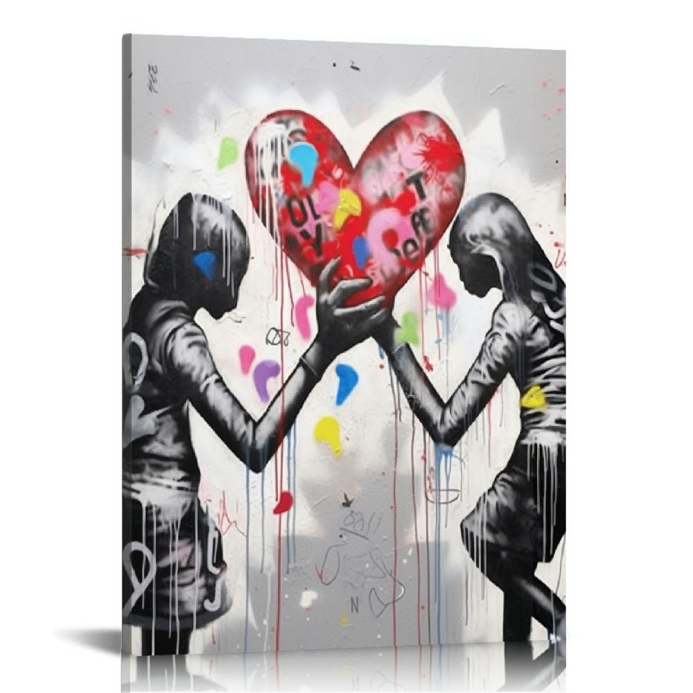 C04-GENYS Pop Art Hand Heart Gesture Canvas Prints Graffiti Wall Art ...