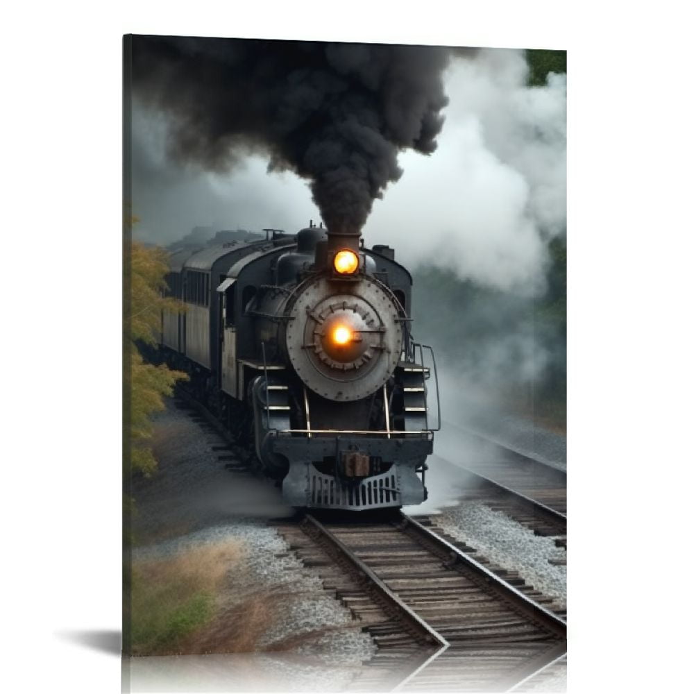 C04-GENYS Retro Art Nostalgic Poster - Smoky Old Steam Engine Trains ...