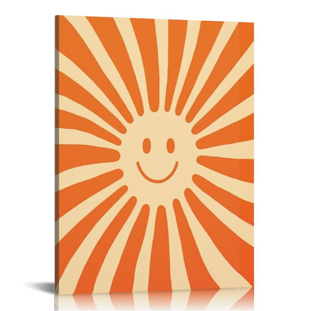 C04-GENYS Retro Sun Vintage 70s Orange Poster Decorative Painting ...