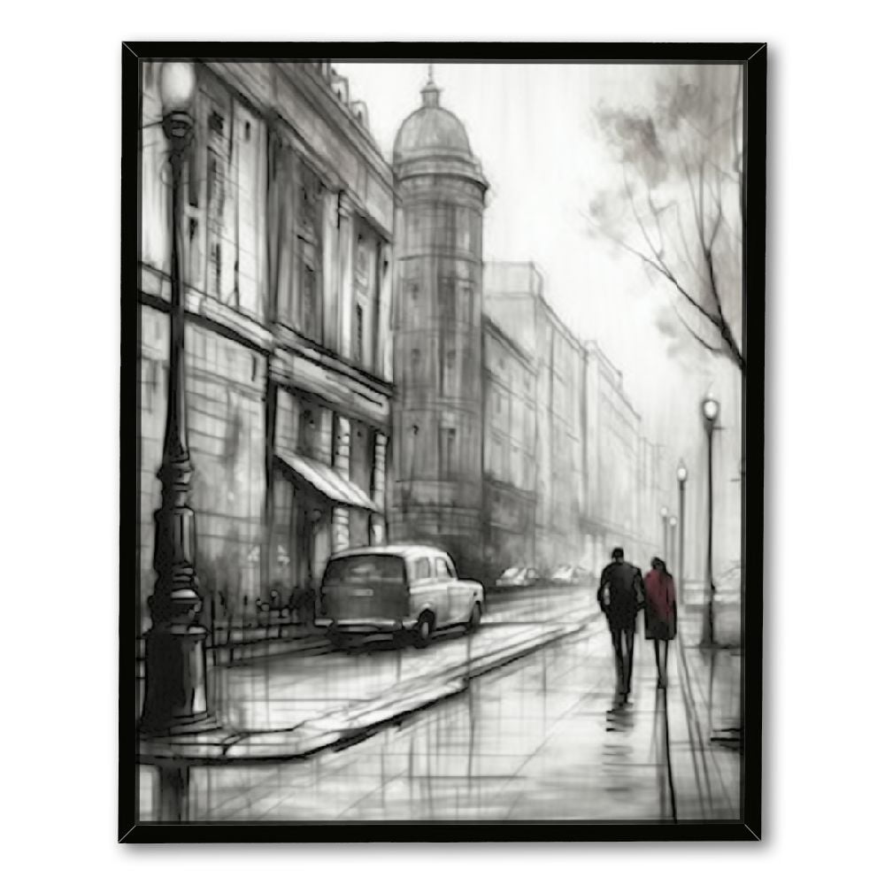 C04-GENYS Romantic City Painting Abstract City Street Wall Art Street ...