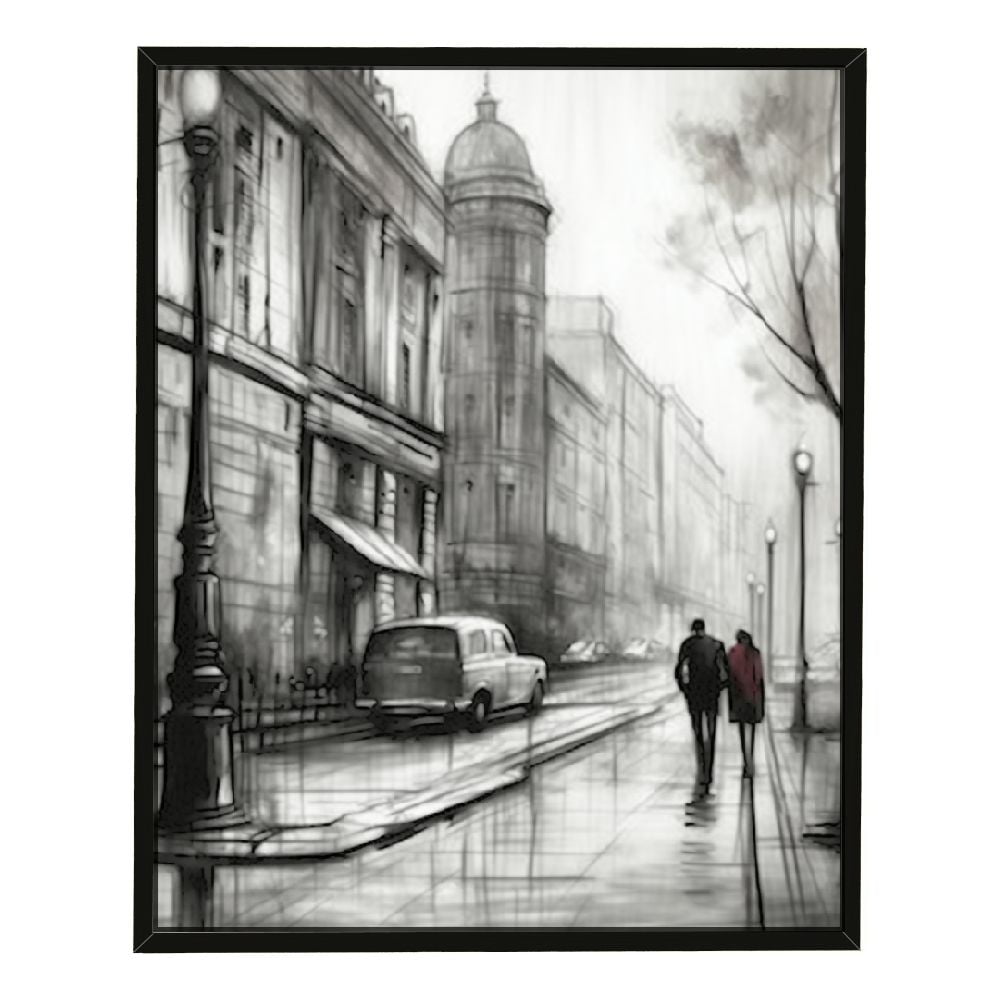 C04-GENYS Romantic City Painting Abstract City Street Wall Art Street ...
