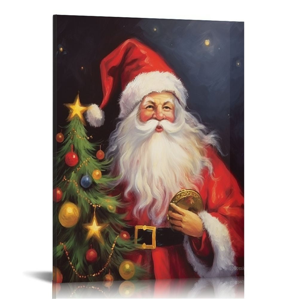 C04-GENYS Santa Portrait Canvas Wall Art Print, Susan Comish Holiday ...