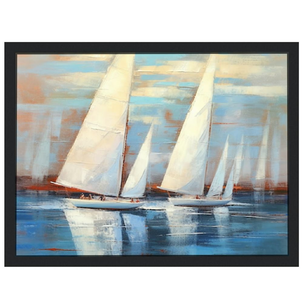 C04-GENYS Seascape Framed Painting Wall Art: Abstract Ocean Artwork ...