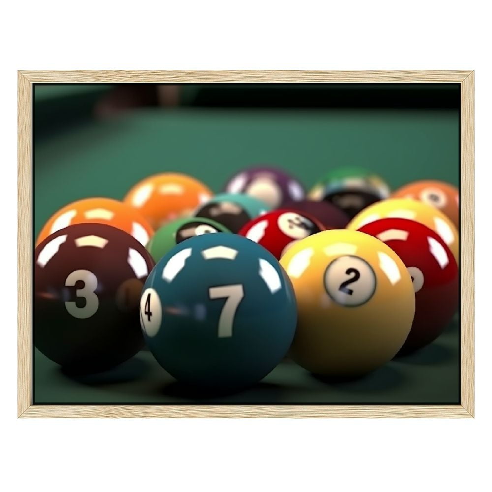 C04-GENYS Sport Wall Art Colorful Billiard Balls in Gray Pool Table ...