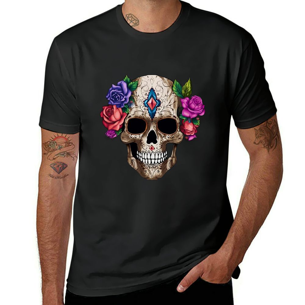 C04-GENYS Sugar Skull Day Of The Dead Cool Bone Head Skulls Gift Idea T ...