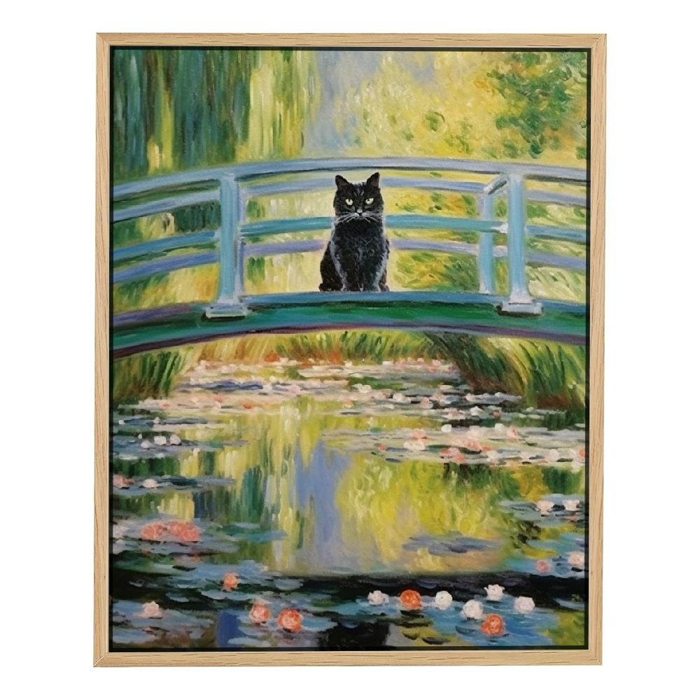 C04-GENYS Vintage Monet Cat Poster Funny Black Cat Bridge of ...