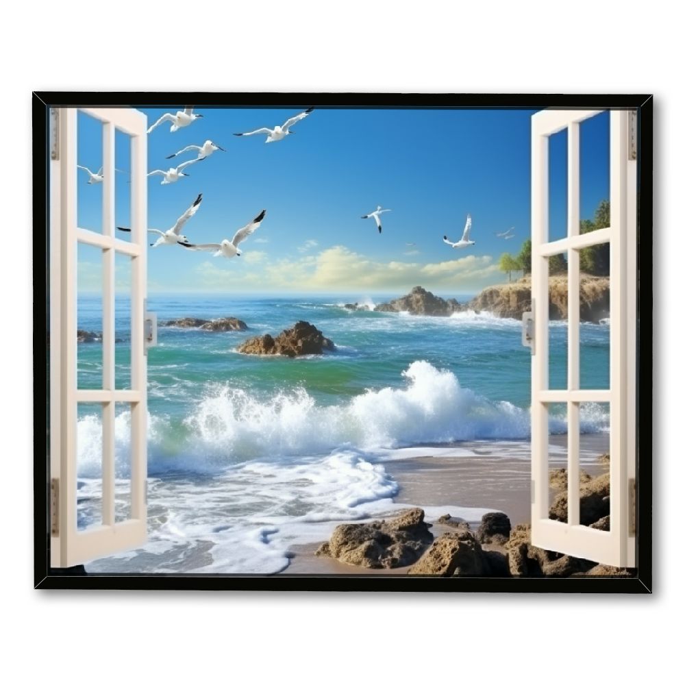 C04-GENYS Wall Painting Window ArtOcean Sea View Nature Photography ...