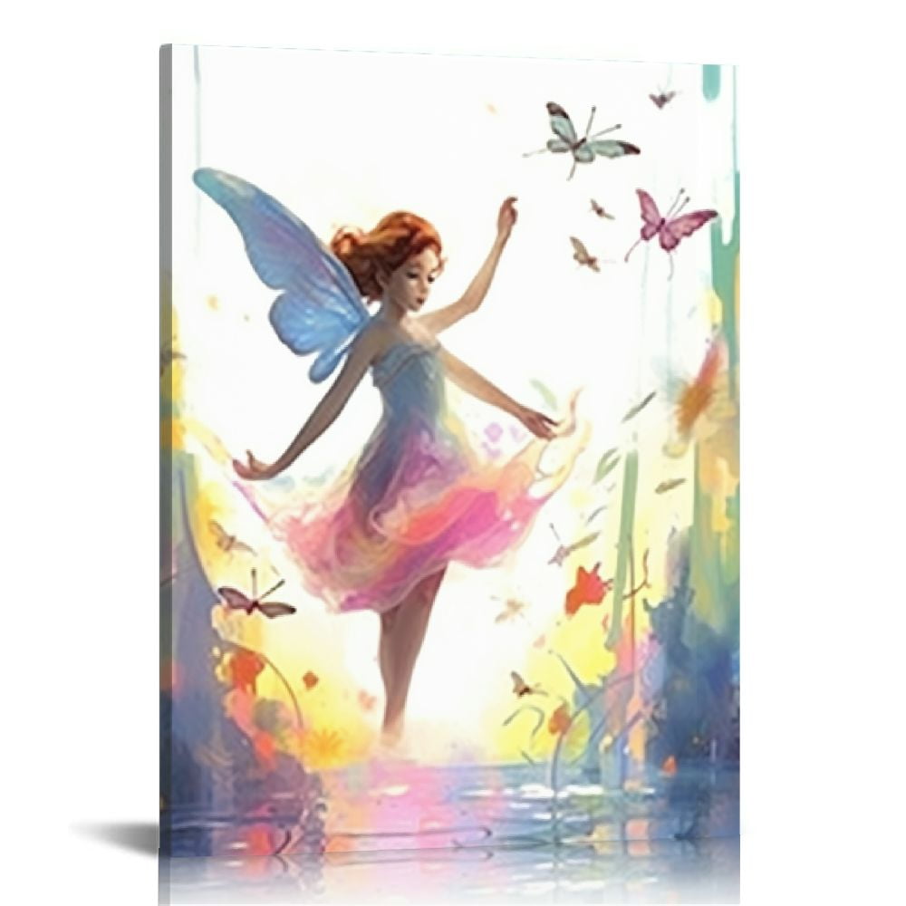 C04-GENYS Watercolor Fairy Art Fairy Posters for Girls Room Fairy ...