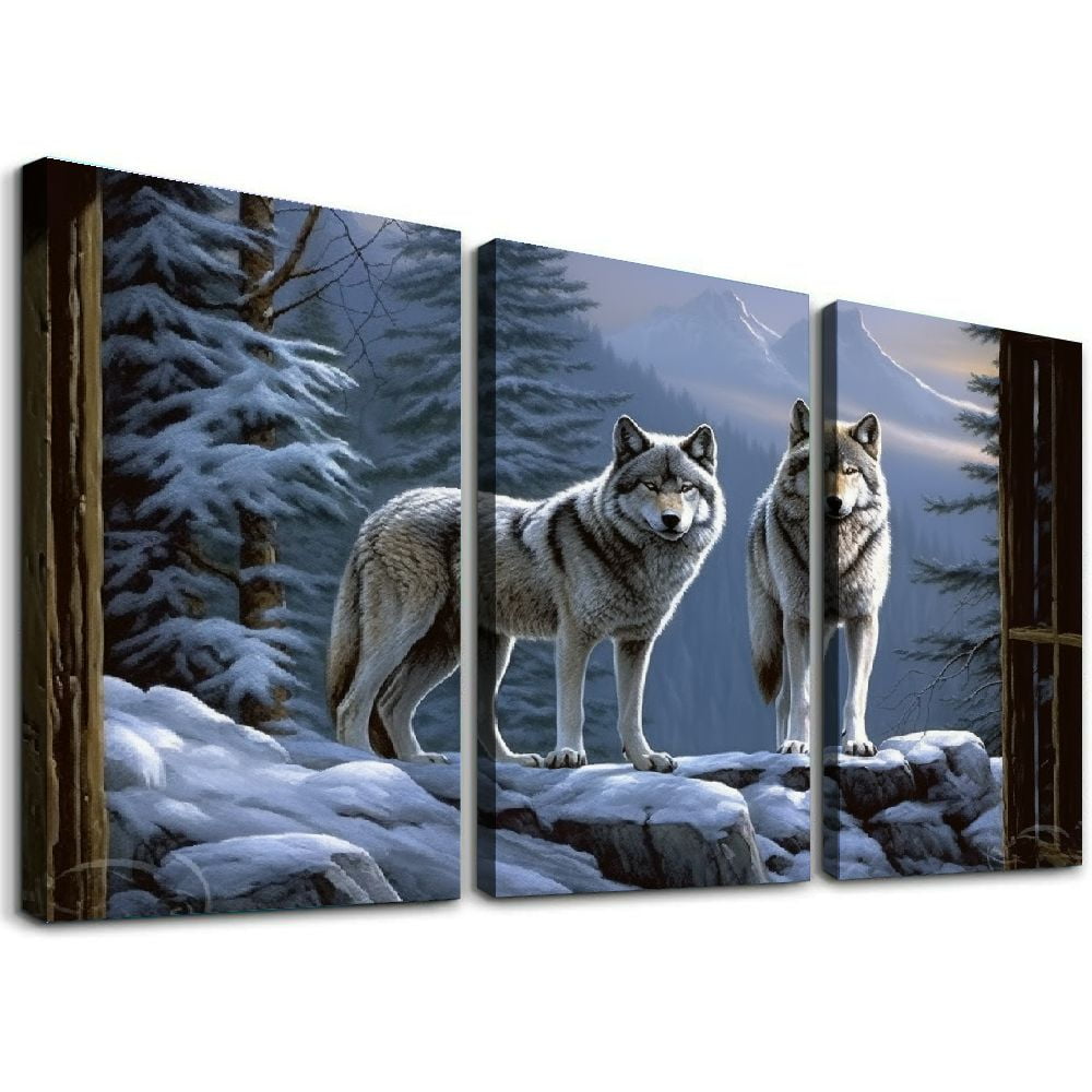 C04-GENYS Western Wolf Wall Decor Cool Wolf Pictures Wall Art Forest ...