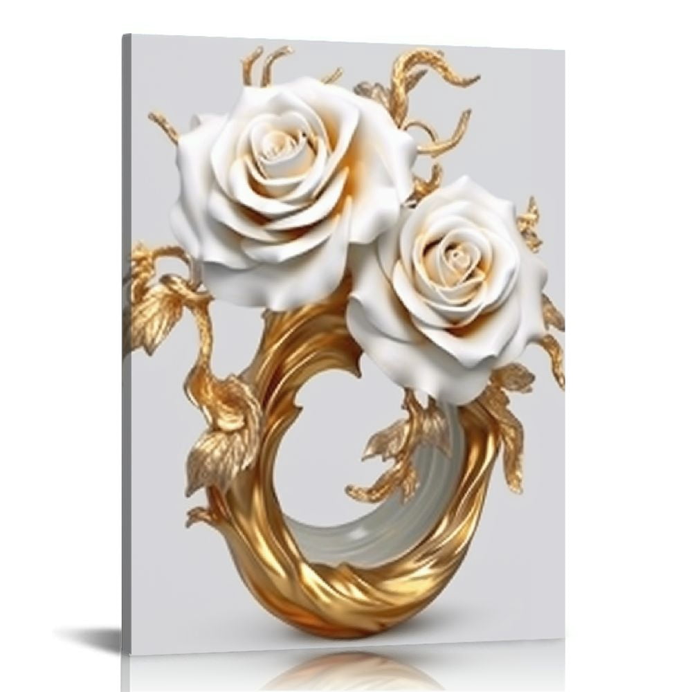 C04-GENYS White Rose Wall Art for Home Decor Modern Abstract Flowers ...