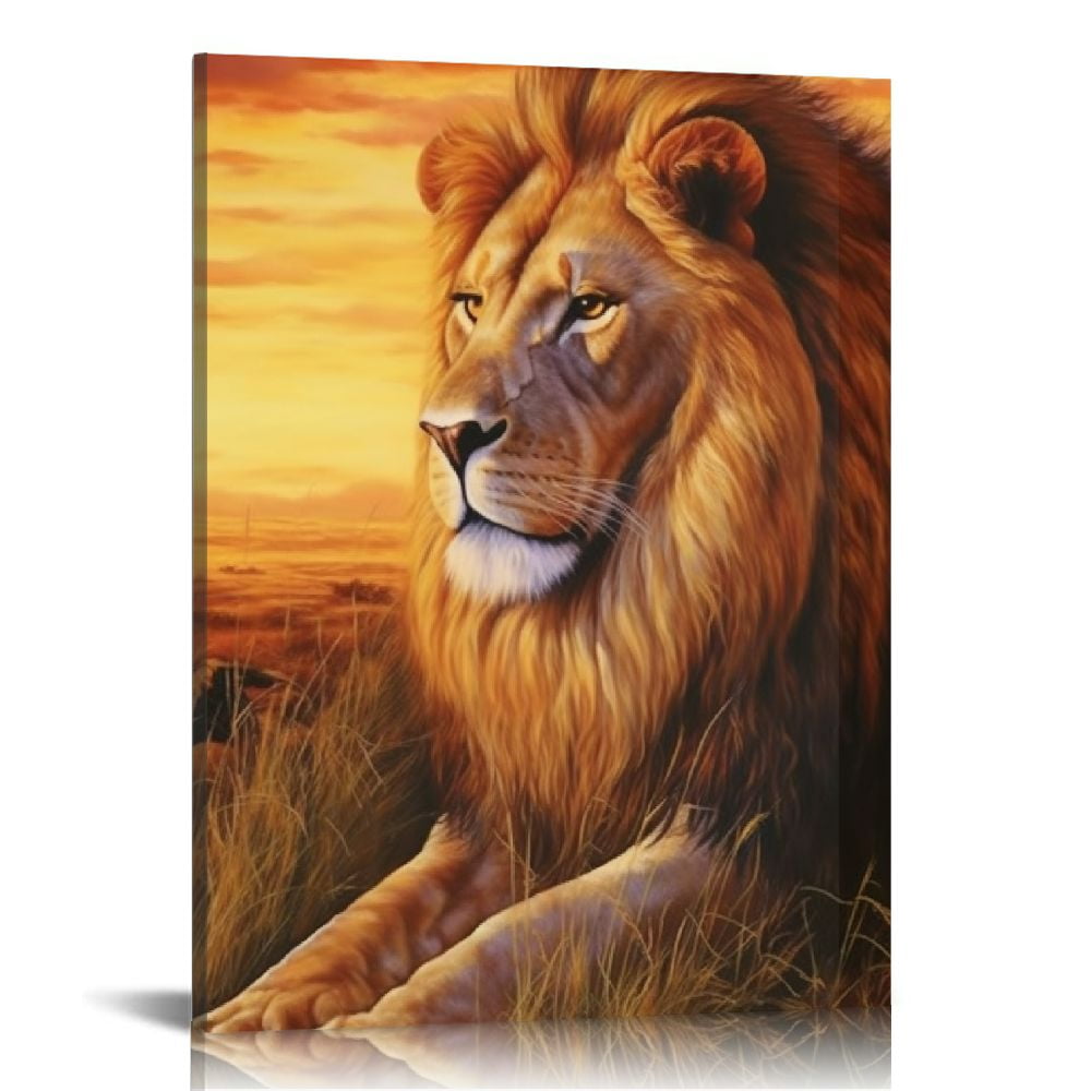 C04-GENYS Wild Lion and Lioness Wall Art Pictures for Living Room Lions ...