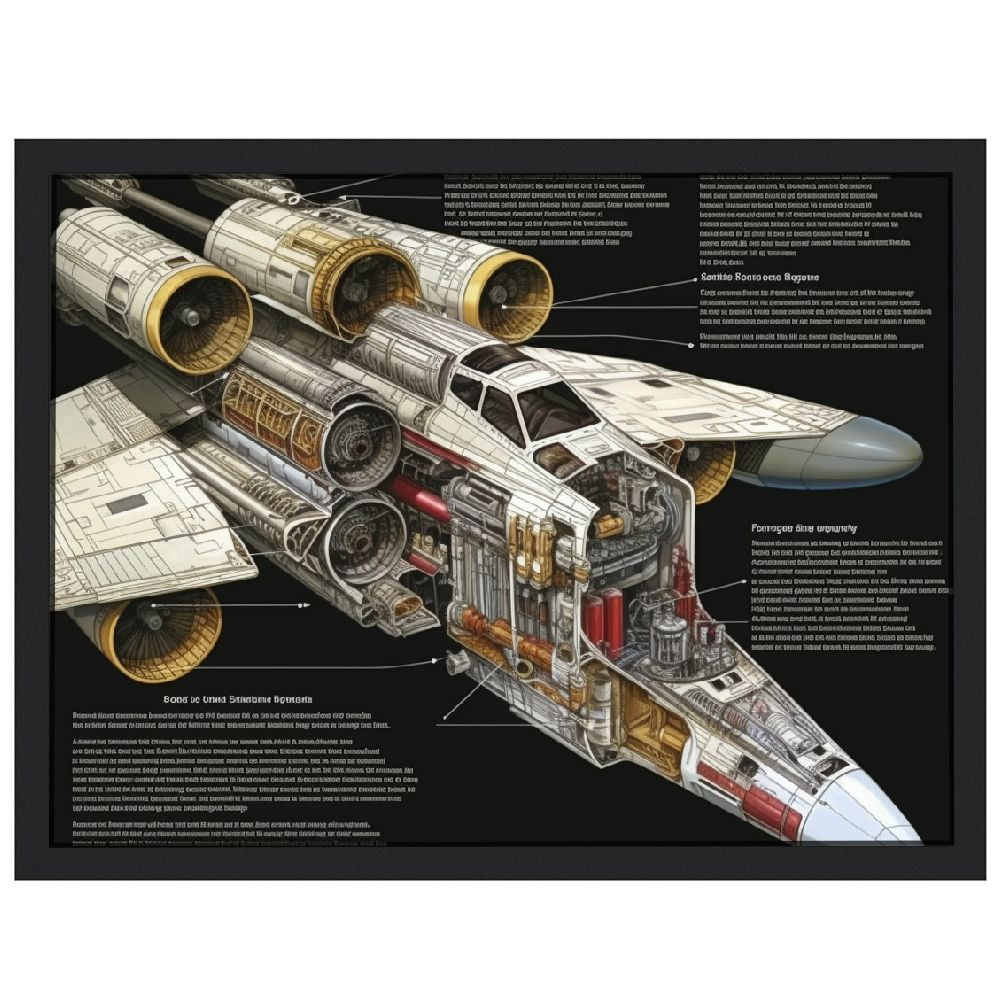 C04-GENYS X-Wing Spacecraft Cross Section Poster Canvas Printing Large ...