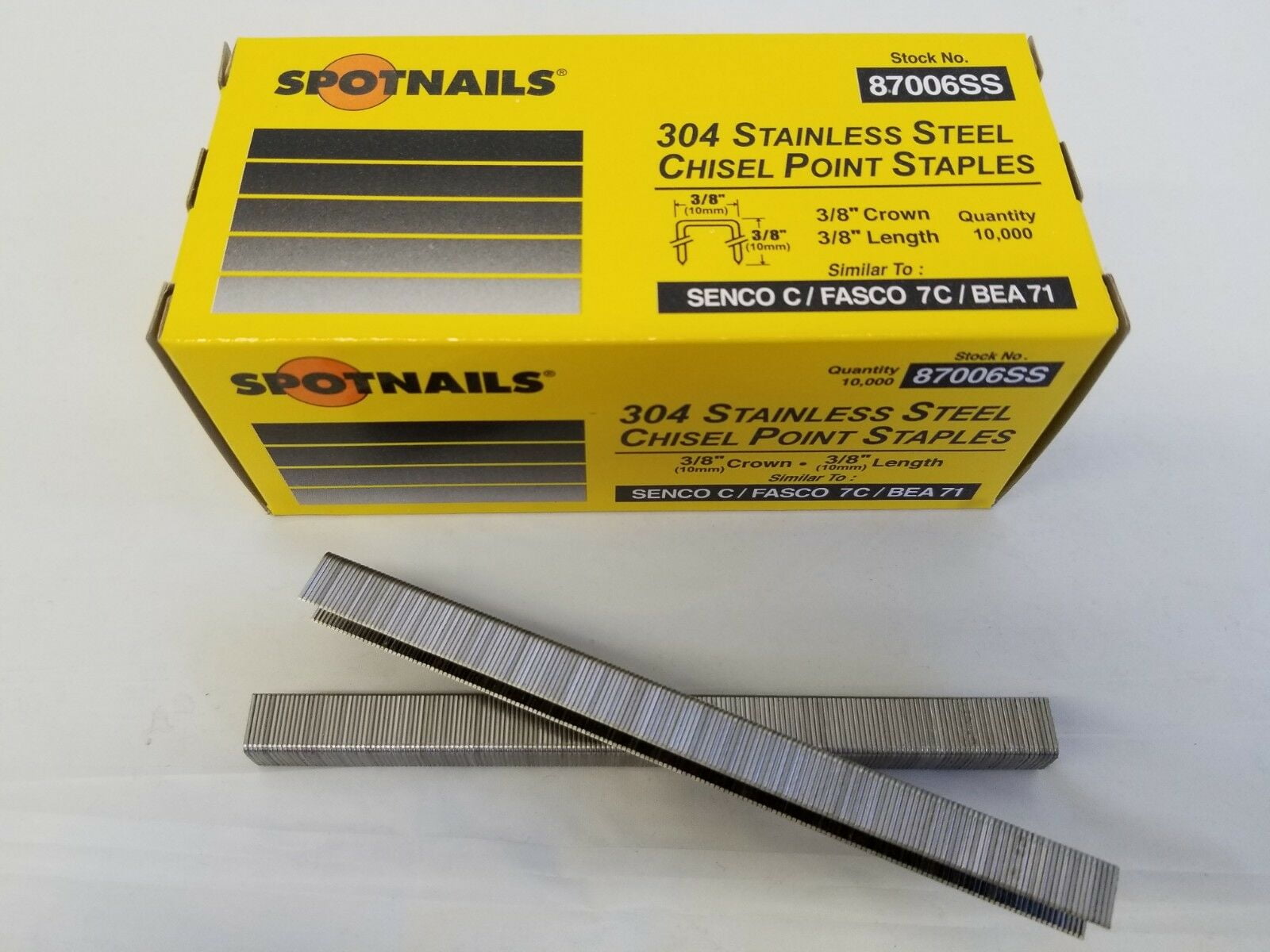 C06 Stainless Steel Upholstery Fine Wire Staple 22 Gauge 3/8" crown, 3/ ...