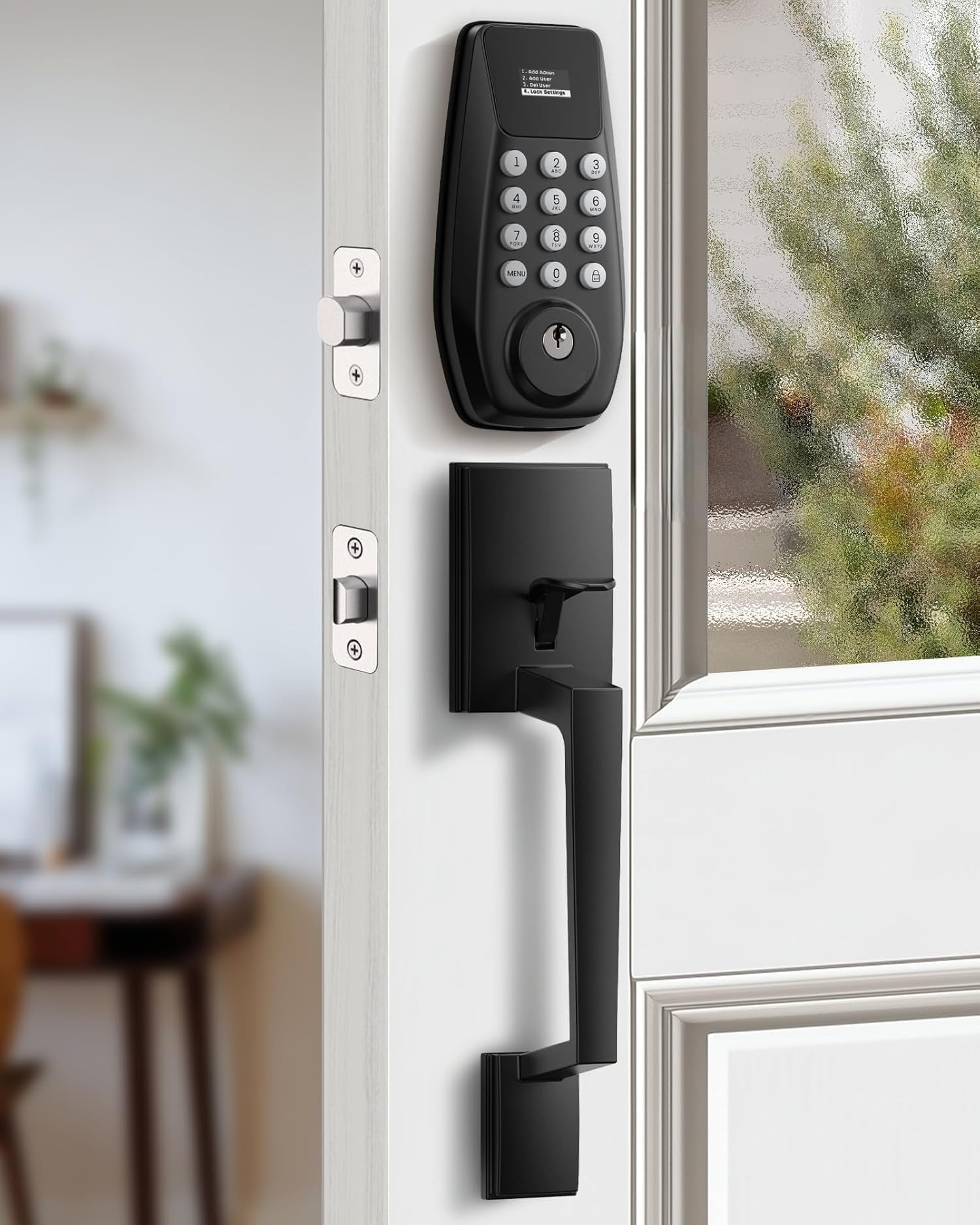 C100 Keyless Entry Door Lock with Handle Set, Deadbolt Lock for Front ...