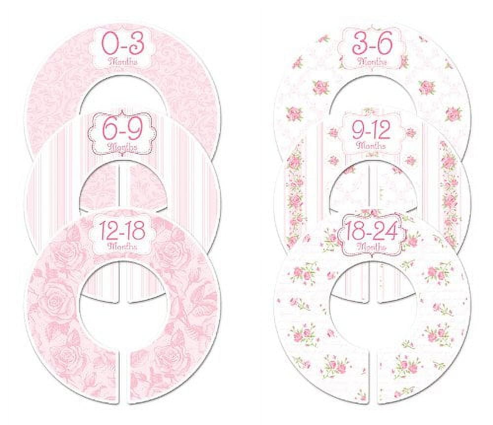C102 Baby Girl Nursery Closet Clothing Size Dividers Pink Roses Set of ...