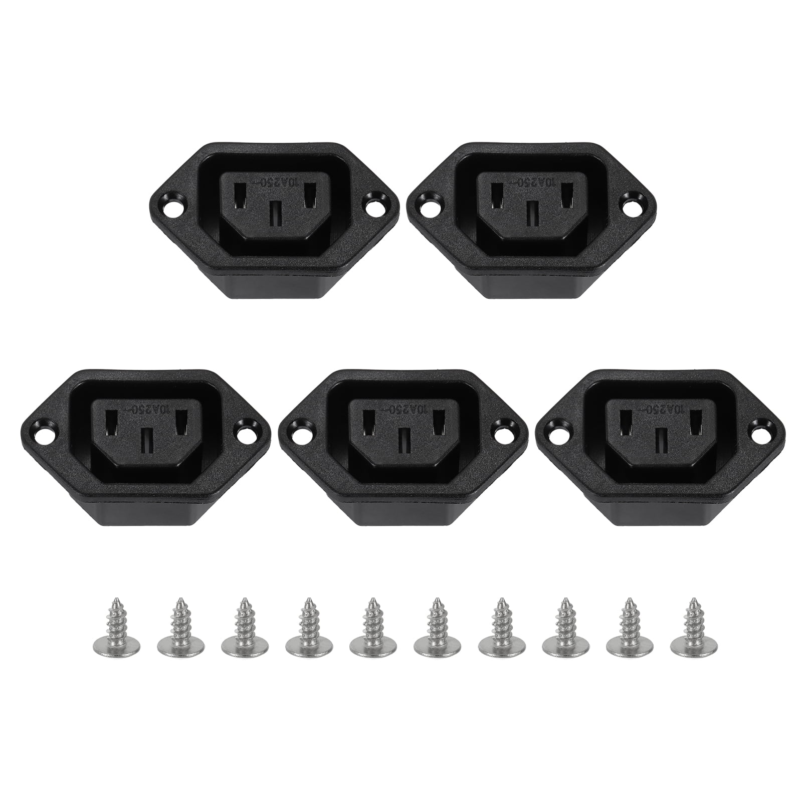 C13 Panel Mount Plug Adapter 250V AC 10A 3 Pins IEC Inlet Module Plug ...