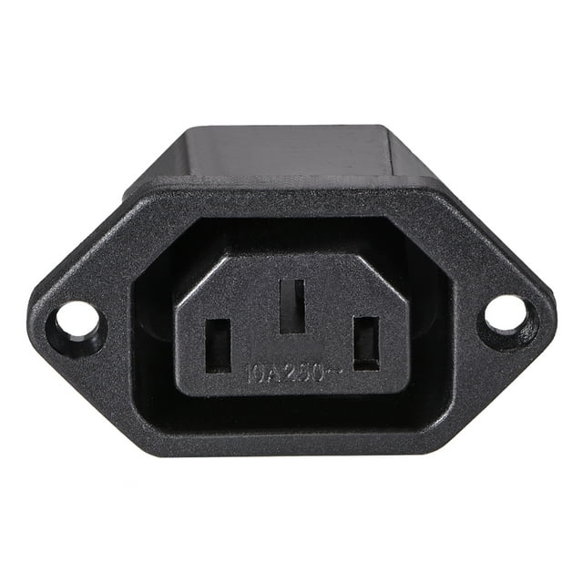 C13 Panel Mount Plug Adapter 250V AC 10A 3Pins IEC Inlet Module Plug ...