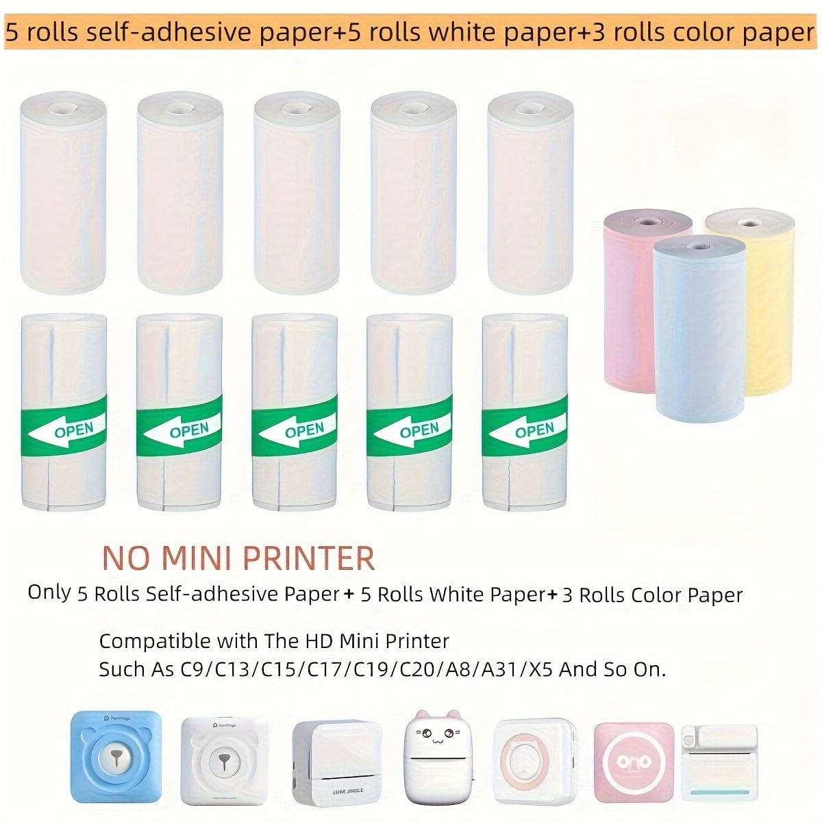 C13 Portable Mini Thermal Printer Wirelessly BT 203dpi Photo Label Memo ...