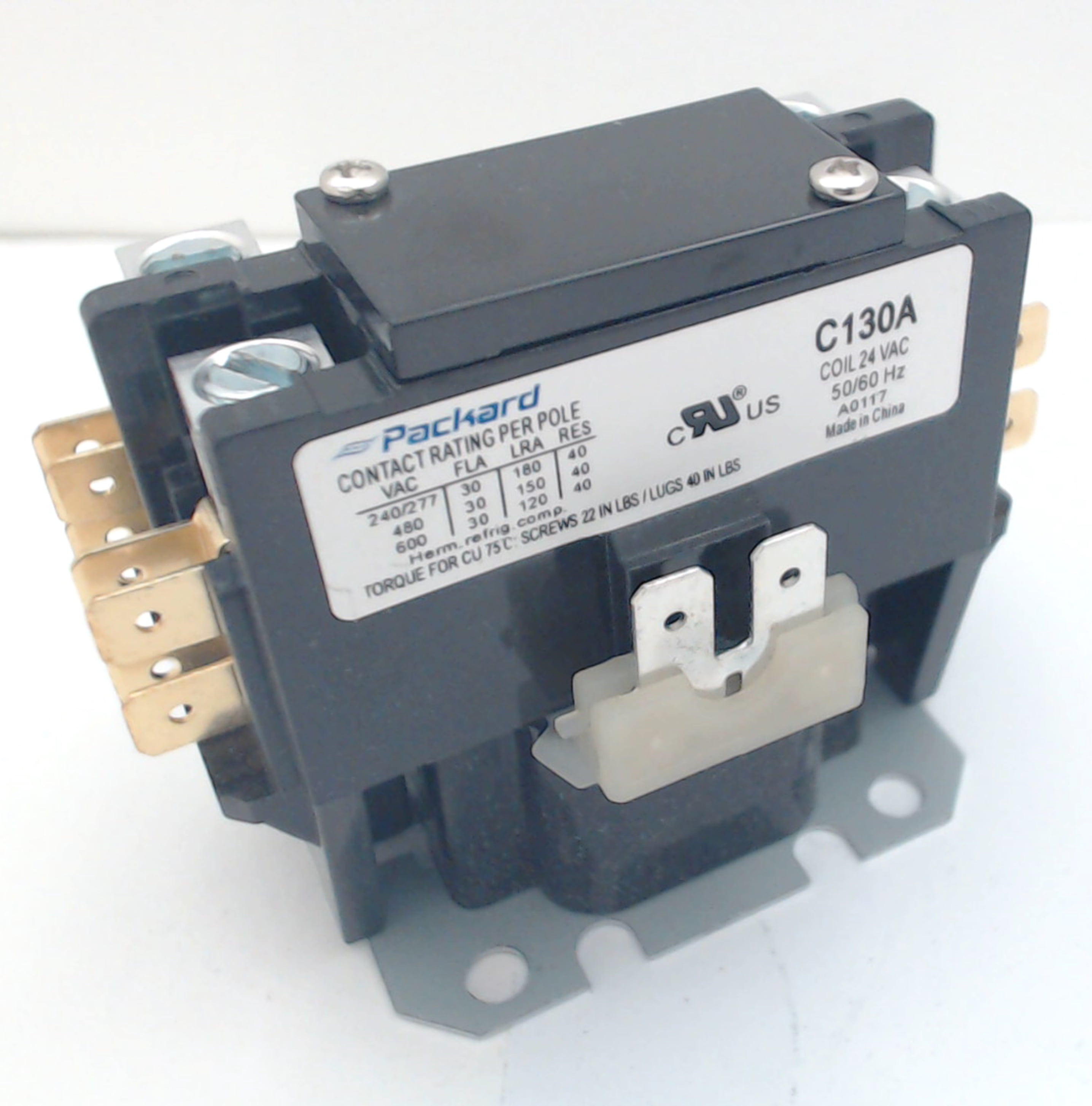 C130A, Definite Purpose Contactor 1 Pole 30 Amps 24 Coil V replaces ...