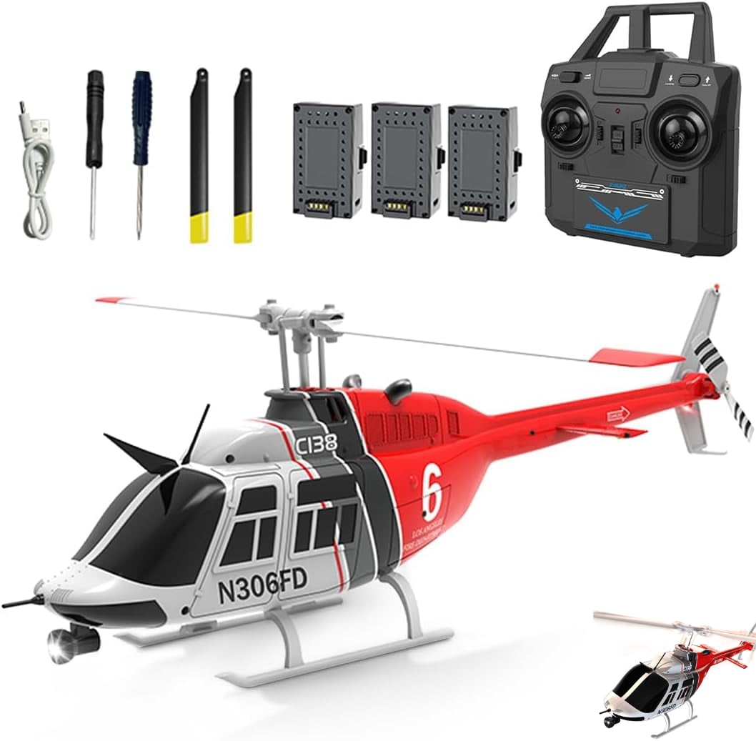 C138 Rc Helicopter for Adults, RC ERA C138 1/30 Scale Bell 206 2.4G 6CH ...