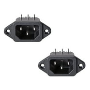 C8-8 Panel Mount Plug Adapter AC 250V 6A 2 Pins 2mm Buckle IEC Inlet ...