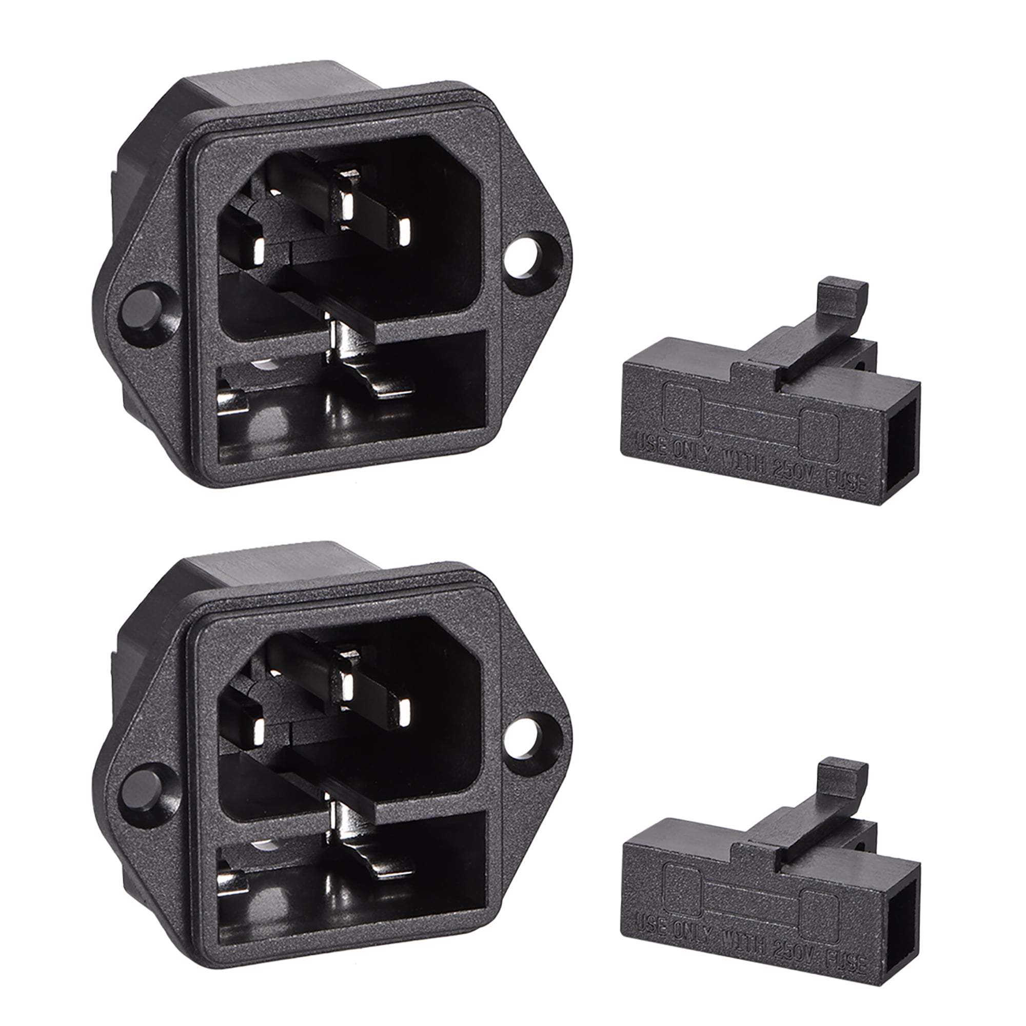 C14 Panel Mount Plug Adapter AC 250V 10A 3 Pins IEC Inlet Module Plug 2 ...