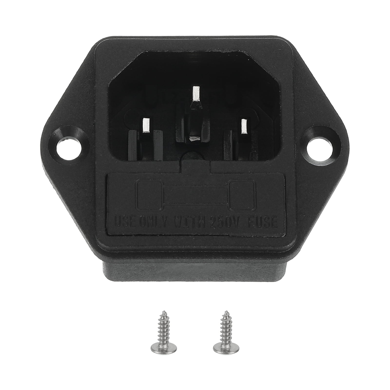 C14 Panel Mount Plug Adapter AC 250V 10A 3 Pins IEC Inlet Module Plug ...