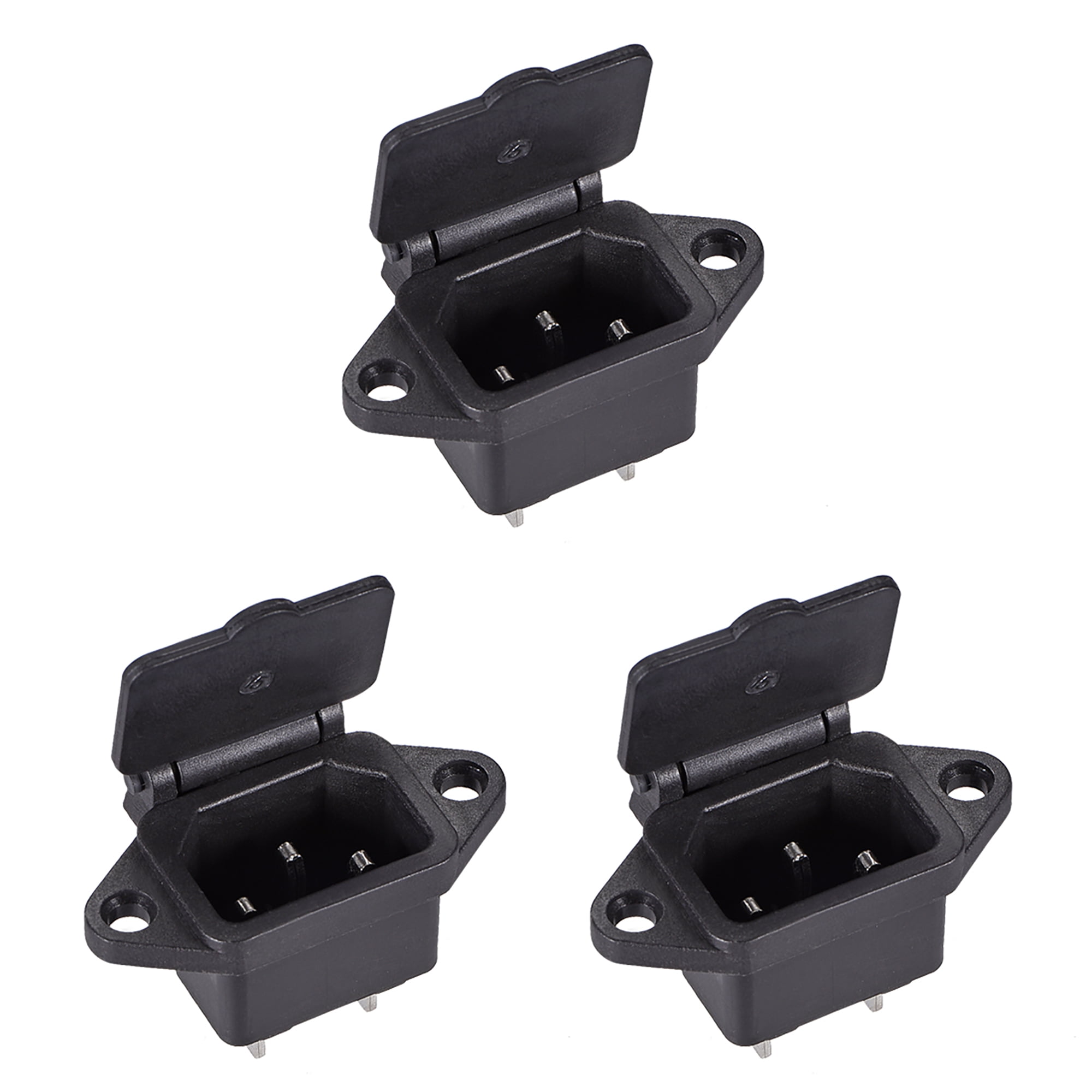 C14 Panel Mount Plug Adapter AC 250V 10A 3 Pins IEC Inlet Module Plug ...