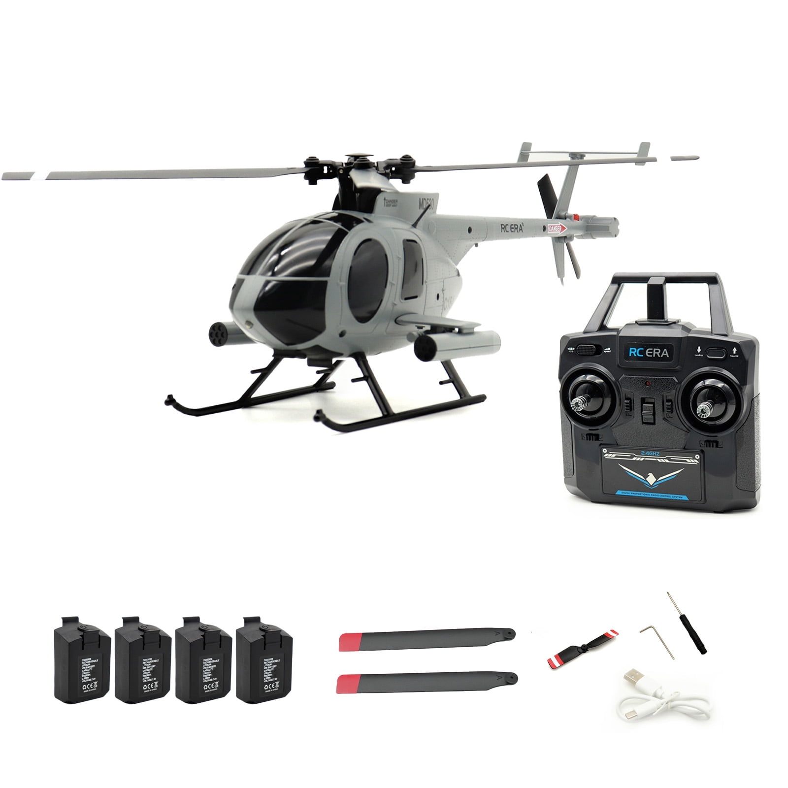 C184 MD500 100 Size RC Helicopter with One Key Takeoff/Landing, 2.4G ...