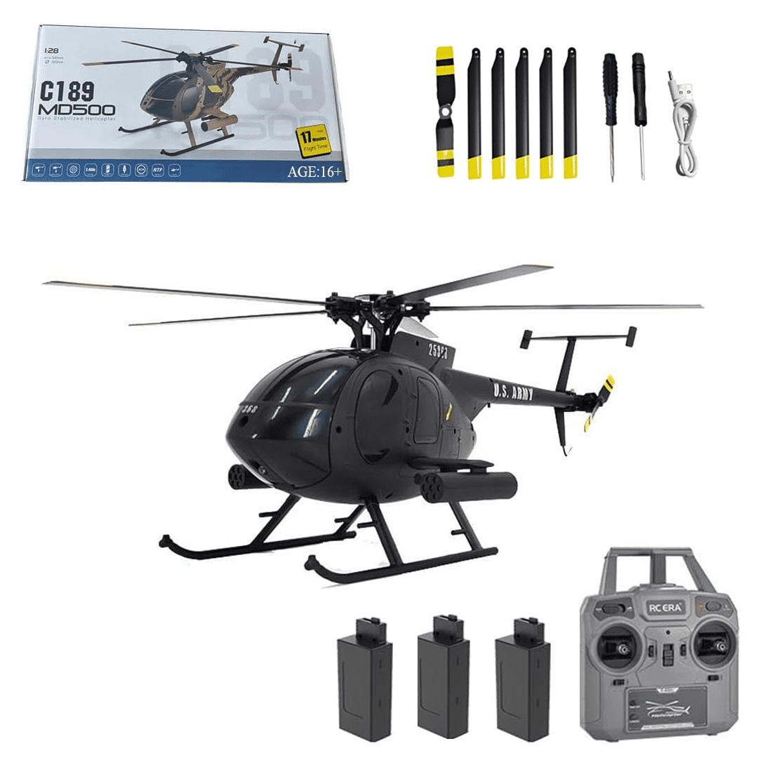 C189 MD500 Little Bird RC Helicopter with 6-Axis Gyro Stabilization, 1/ ...