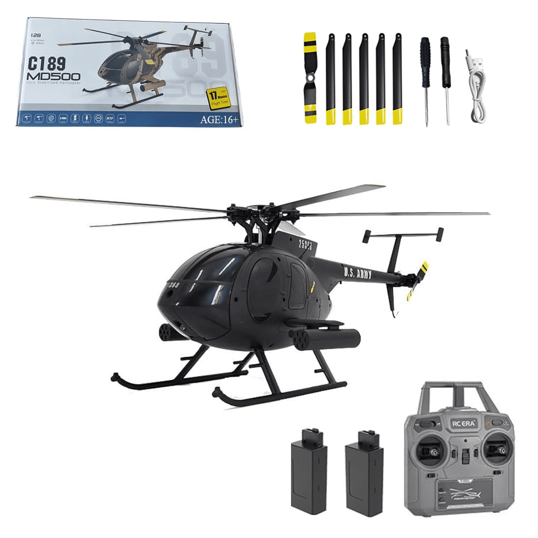 C189 MD500 Little Bird RC Helicopter with 6-Axis Gyro Stabilization, 1/ ...
