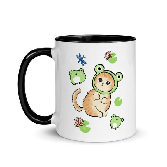 C1At with Frog Haoffee Mug, KawaI1I R 90s CottagE1core Aesthetic Coffee ...
