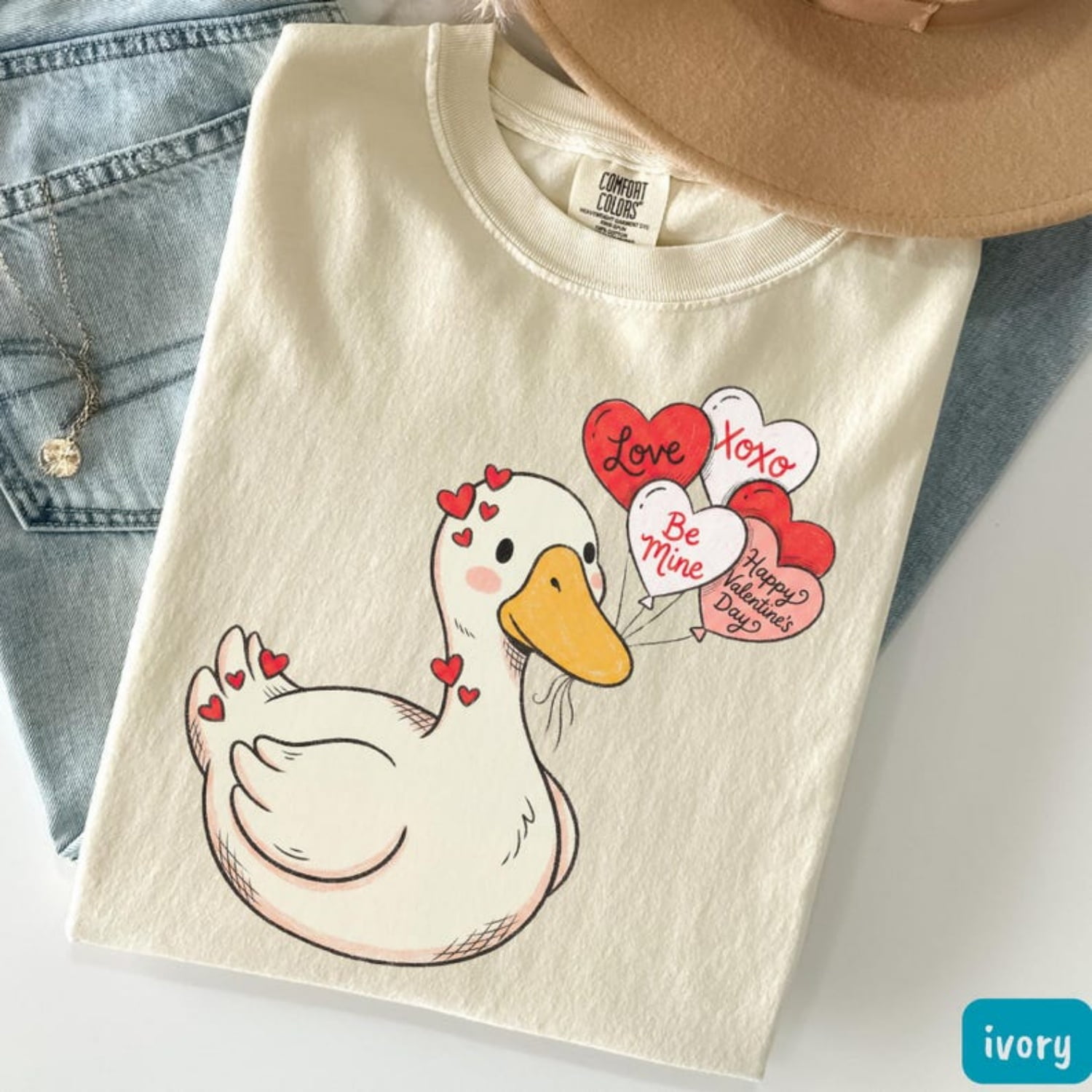 C1omfort Colors® Retro VaL1entine Goose Shirt Funny VaL1entine Duck ...