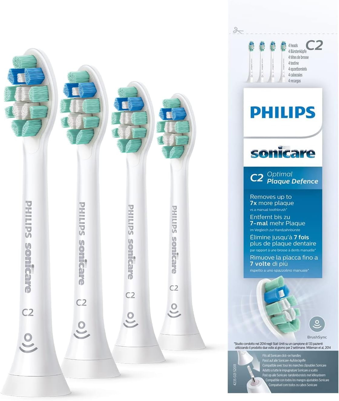 Philips Sonicare C2 Optimal Plaque Control Replacement Toothbrush Heads ...