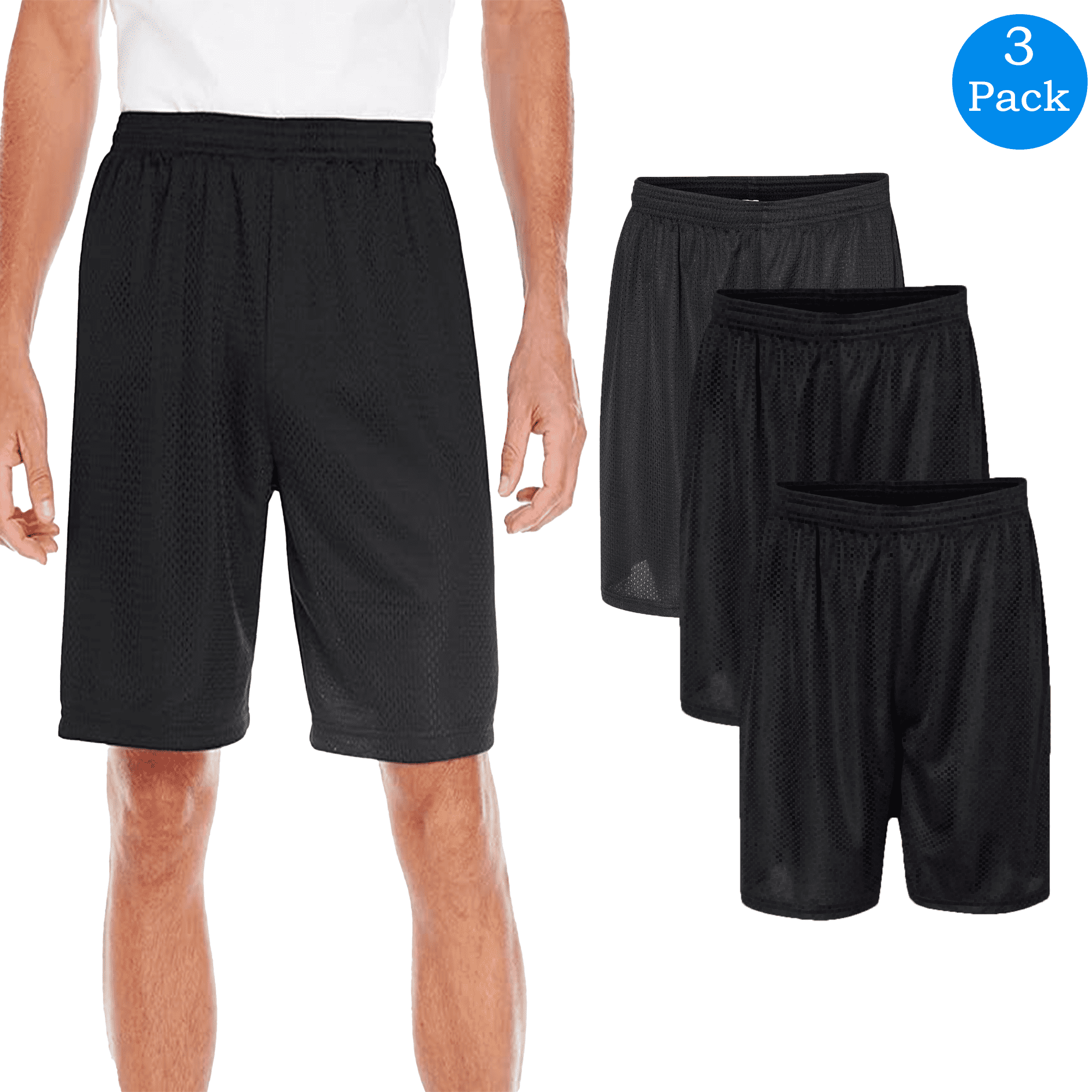 C2 Sport Men's Shorts, Athletic Mesh 7" Black Shorts Workout Gym Activewear, 3 Pack, M - Walmart.com