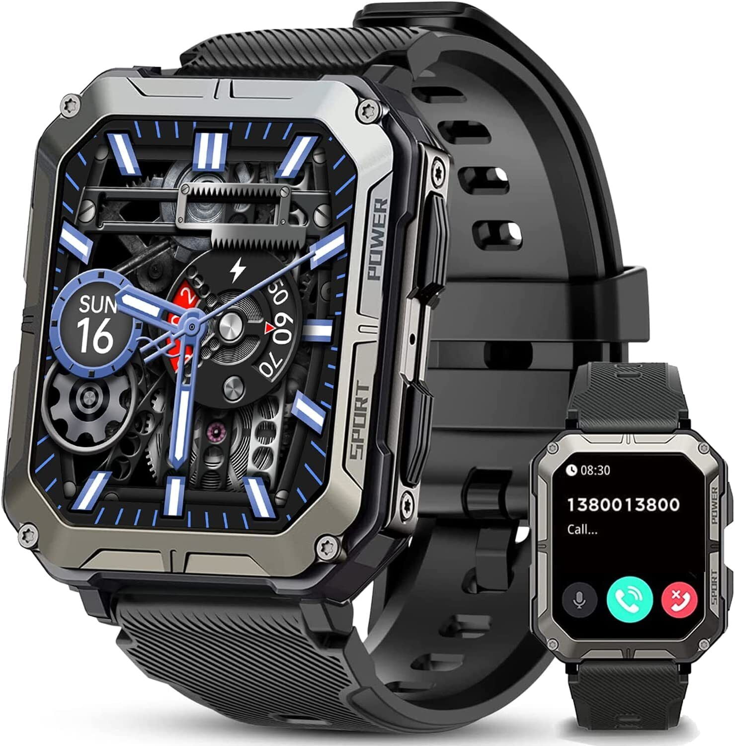 C20 PRO Military Smart Watches for Men IP68 Waterproof Rugged Bluetooth ...