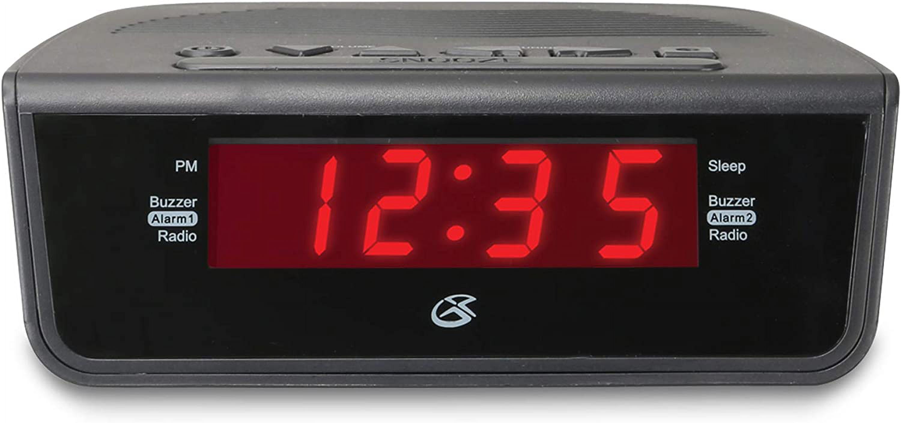 C224B Dual Alarm Clock AM/FM Radio with Red LED Display (Black ...