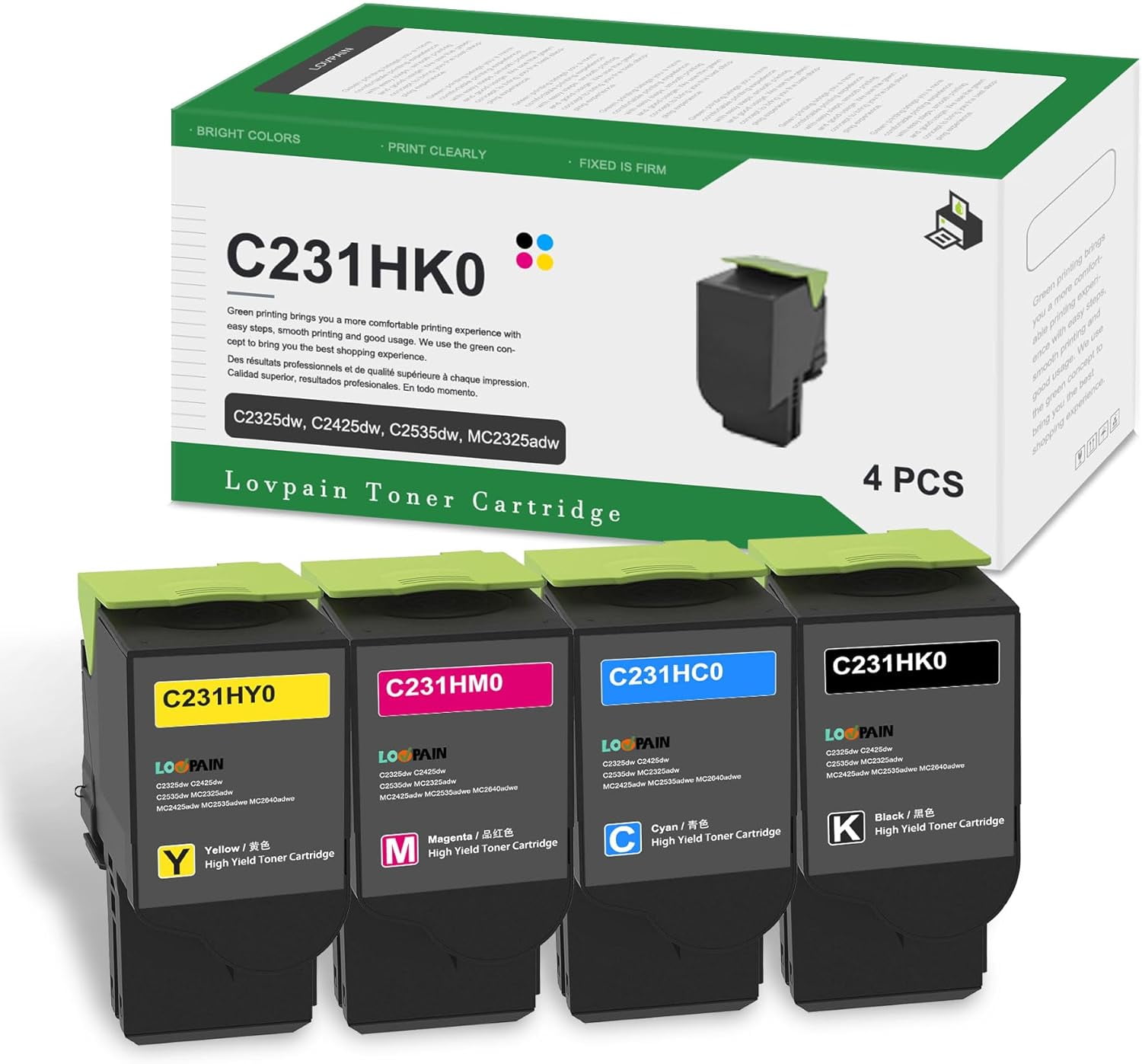 C231HK0 C231HC0 C231HM0 C231HY0 Toner Cartridge 4-Pack (Black, Cyan ...