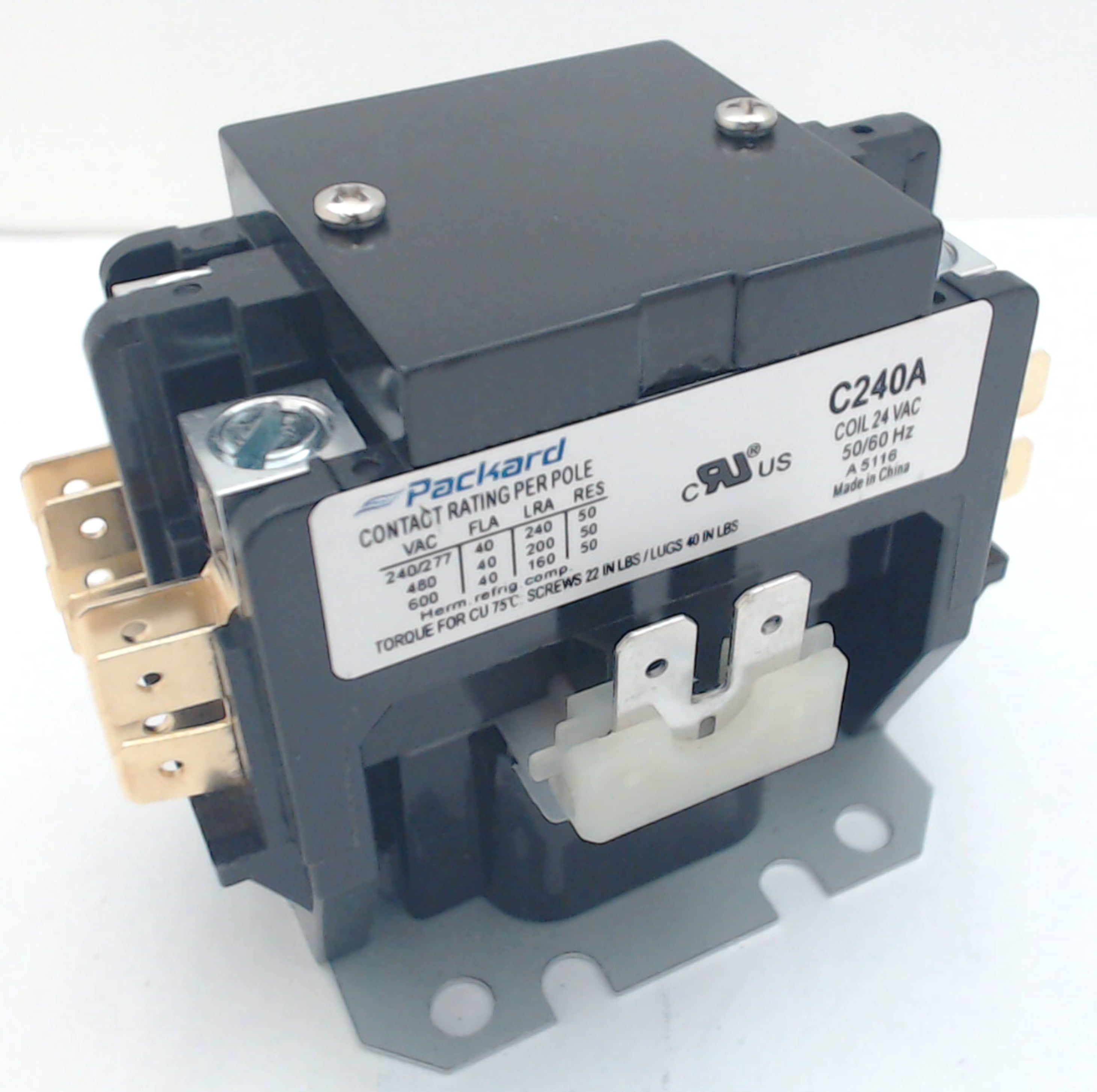 C240A, Definite Purpose Contactor 2 Pole 40 A 24 Coil V replaces 17421 ...