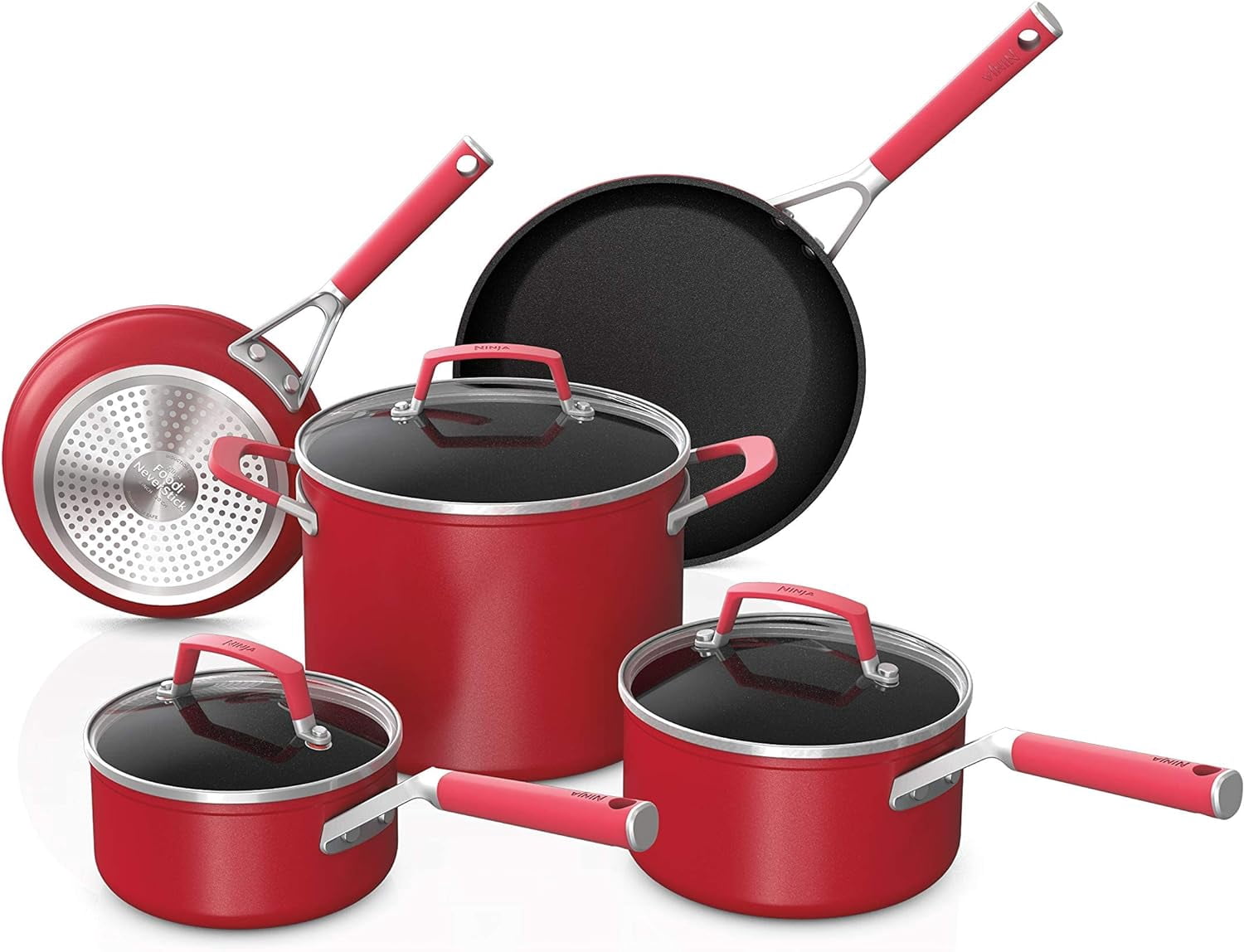 C28000 Foodi NeverStick Vivid 8-Piece Cookware Set with Lids, Nonstick ...