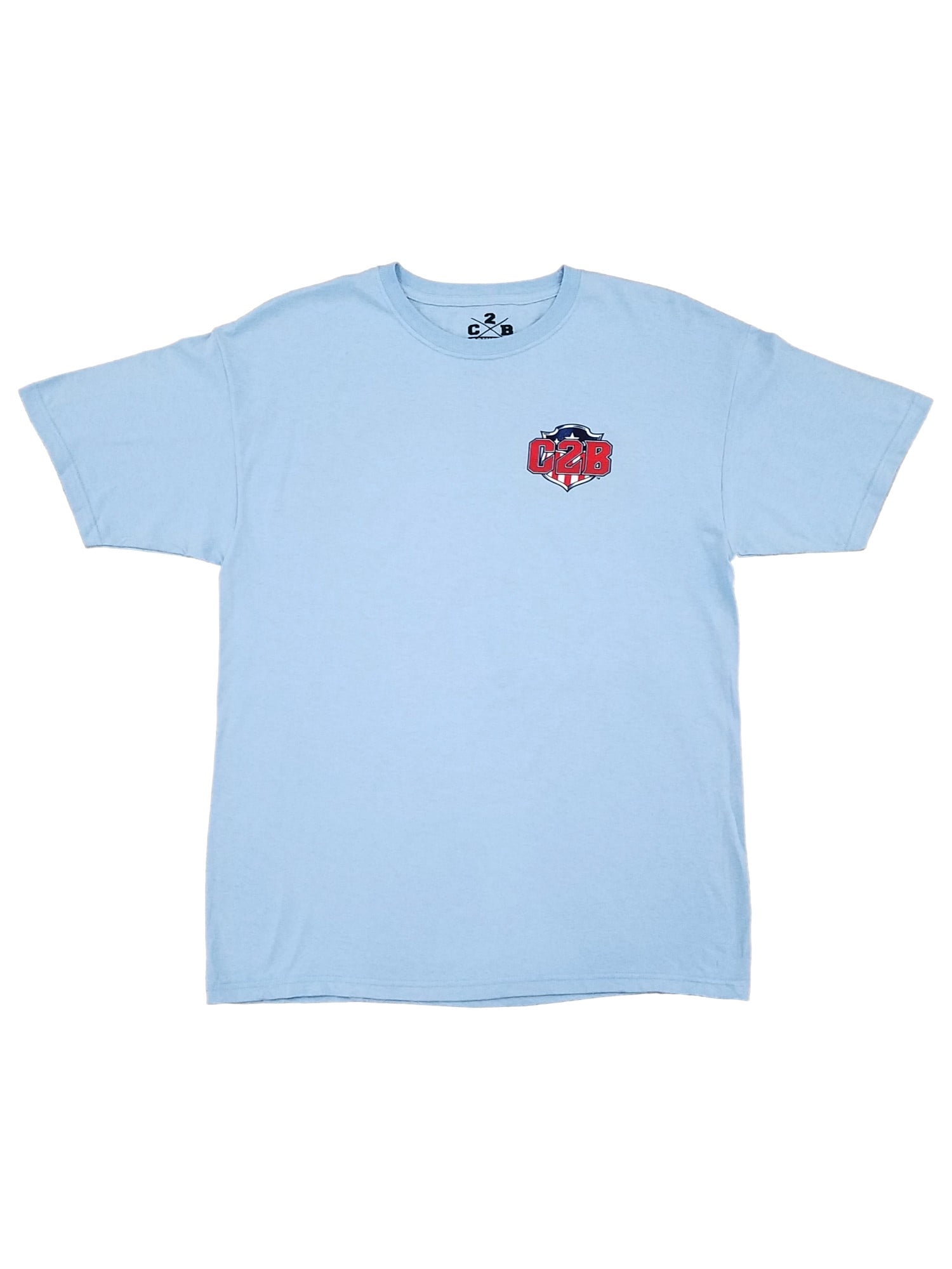 C2B Mens Light Blue Country To The Bone US Flag Shield Short Sleeve T ...