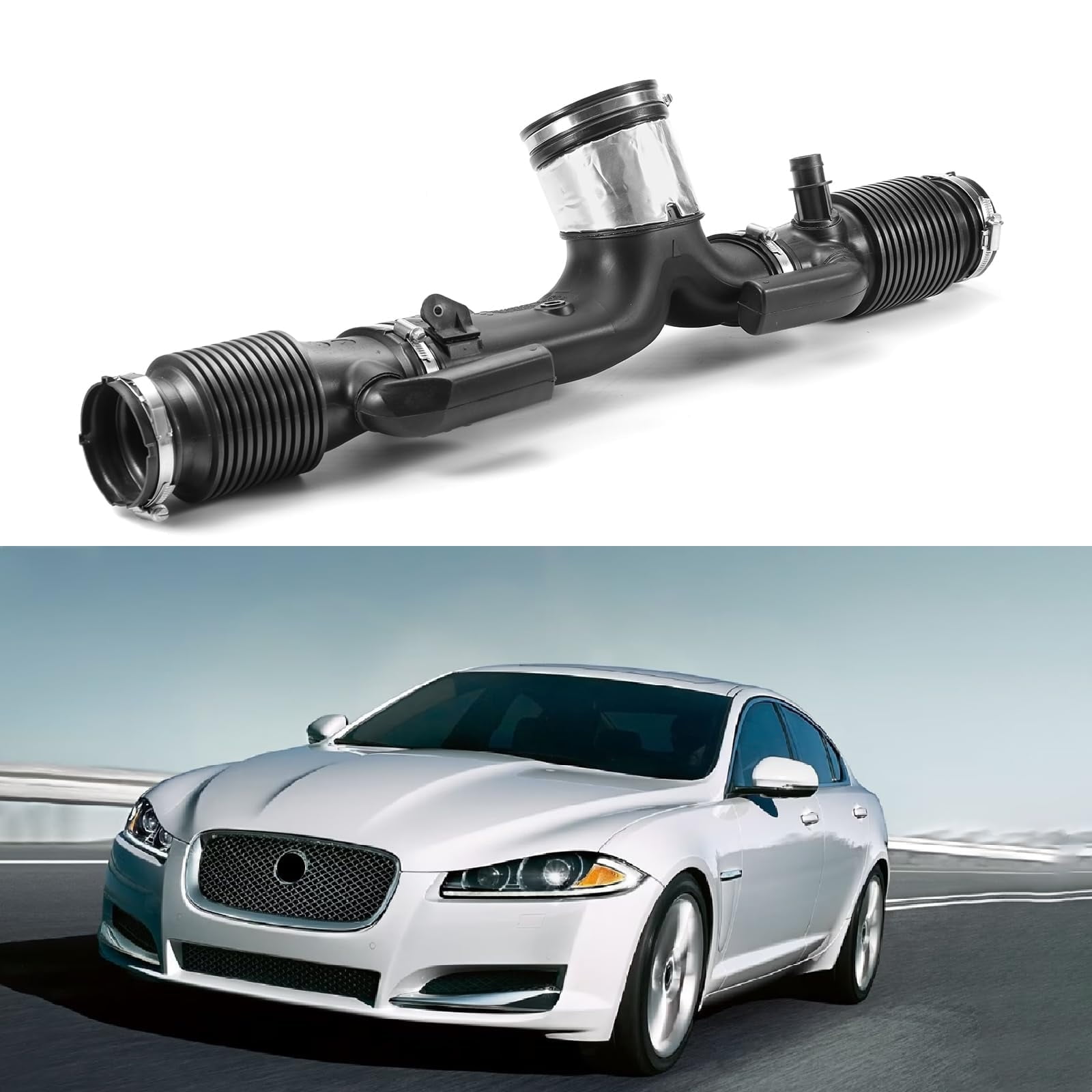 C2D17107 Air Intake Hose Pipe Connected with Oil System Compatible with Jaguar 3.0L XJ 2010 XF 2009 2015