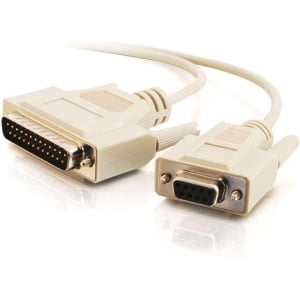 C2G 03019 DB25 Male to DB9 Female Serial RS232 Null Modem Cable, Beige (6 Feet, 1.82 Meters ...