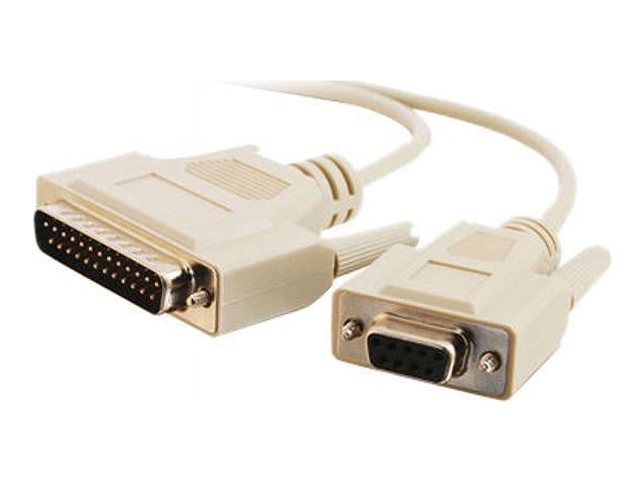 C2G 03019 DB25 Male to DB9 Female Serial RS232 Null Modem Cable, Beige (6 Feet, 1.82 Meters ...