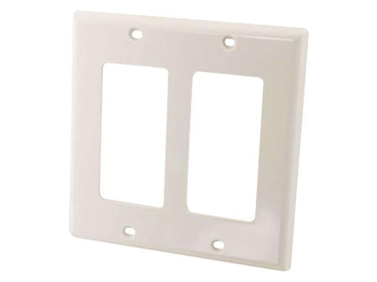 C2G 03728 Decorative Two Cutout Double Gang Wall Plate, White - Walmart.com